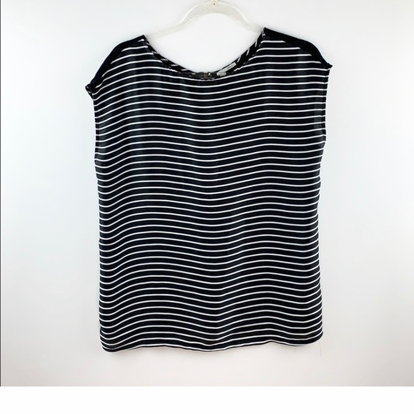 Halogen | Tops | Halogen Striped Boxy Zipper Back Twotone Blouse | Poshmark